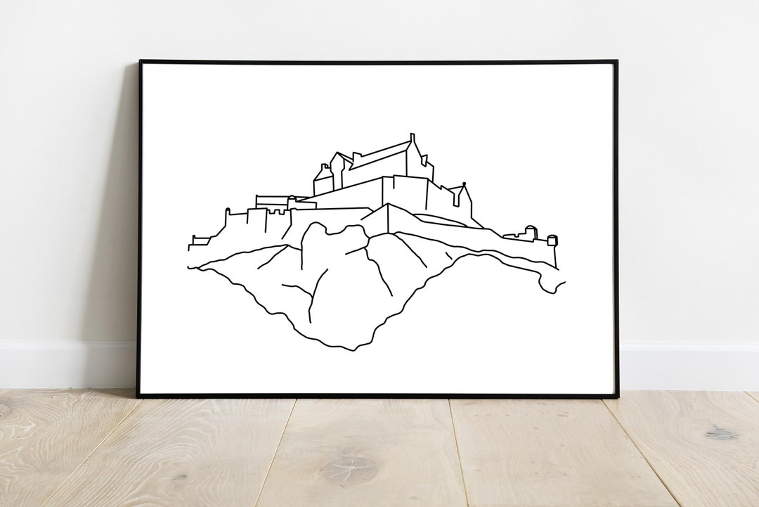 Edinburgh Castle Scottish Castle Scotland Print Poster Black and White ...