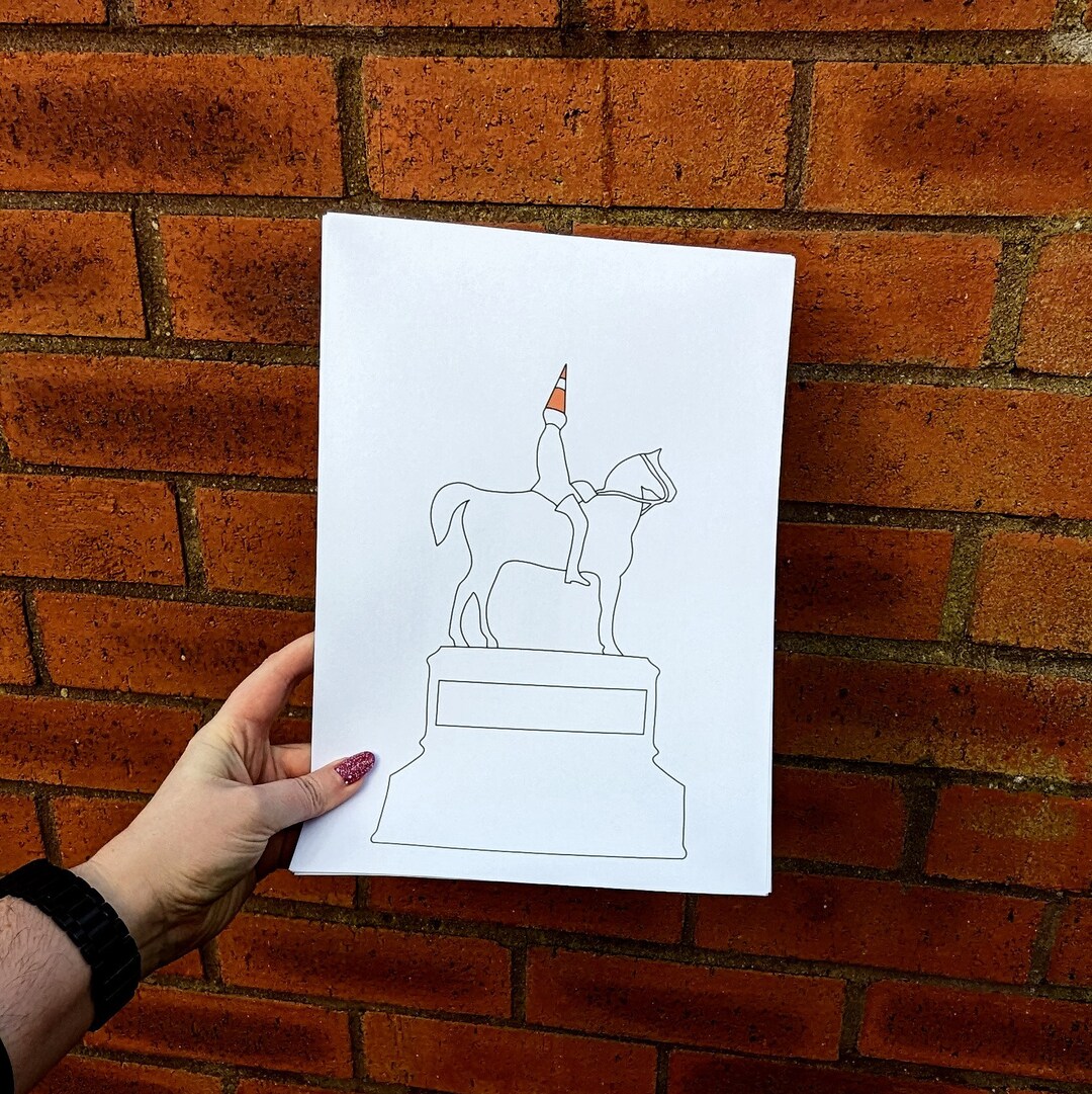 Duke of Wellington Statue Drawing Glasgow Print Black & White Scottish ...