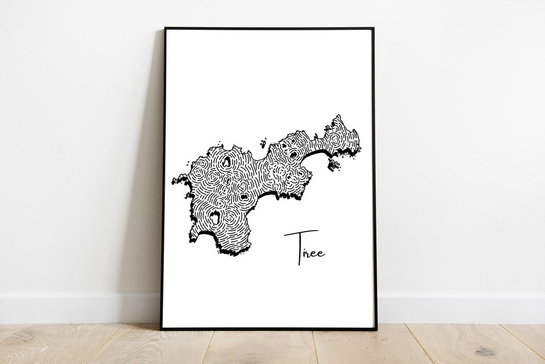 Tiree Map Print: Black and White Scottish Island Art (A4/A5) - Etsy UK