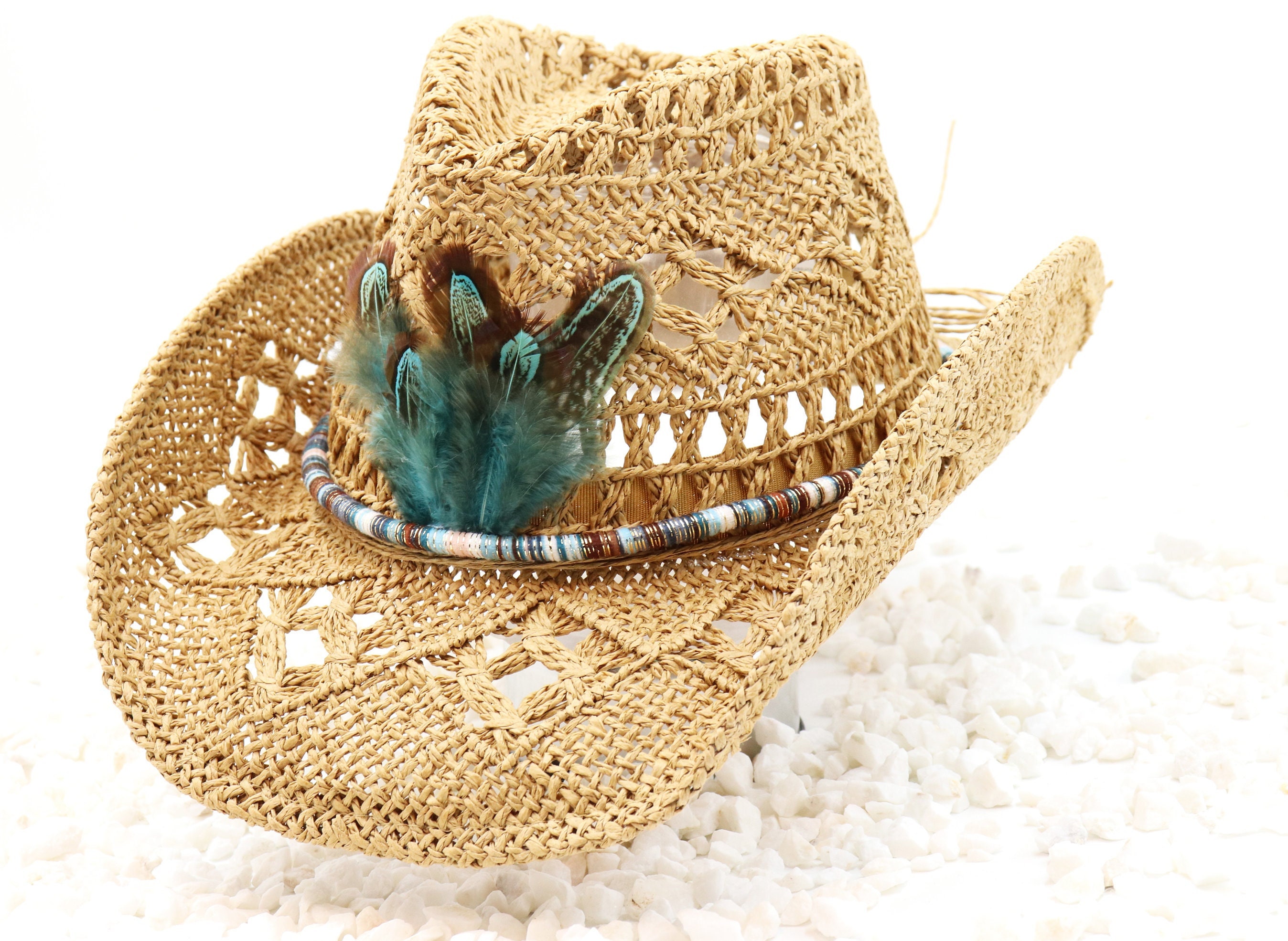 Cowboy Hat Urban Cowboy Feather Themed Turquoise Cowboy Hat - Etsy