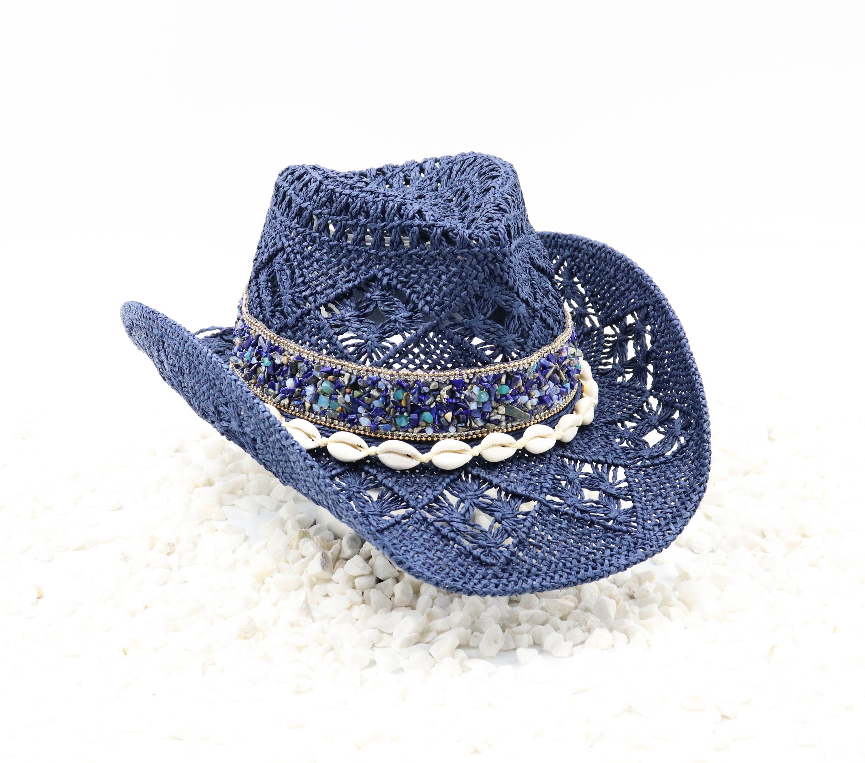 Deep Blue Sea - Natural Navy Cowboy Hat - Stones of Dark Blue ...