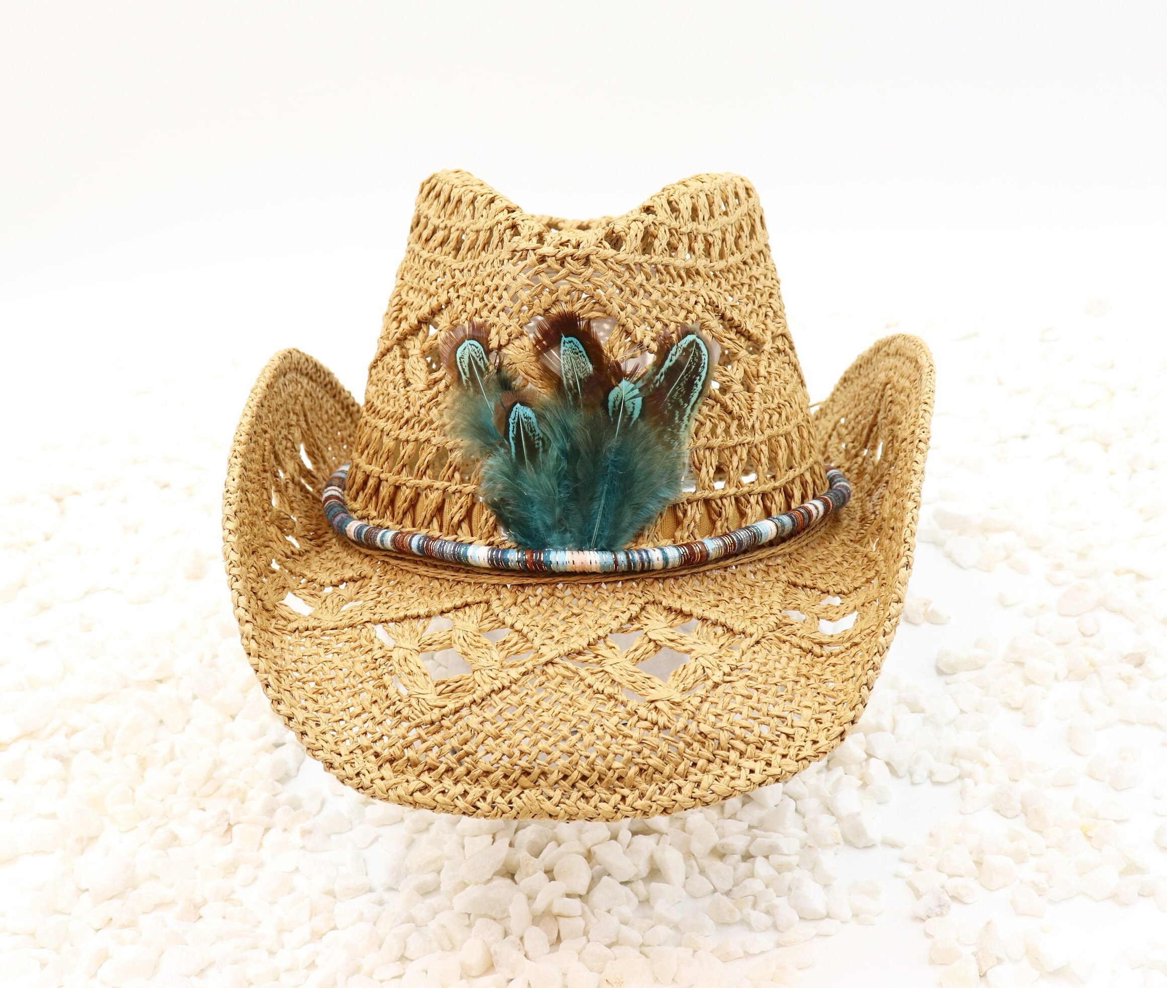 Cowboy Hat Urban Cowboy Feather Themed Turquoise Cowboy Hat - Etsy