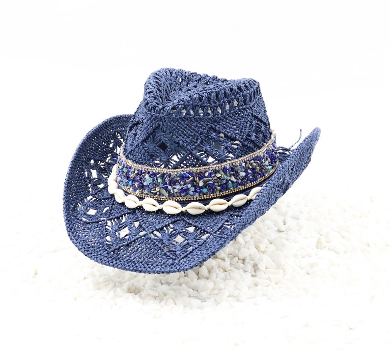 Deep Blue Sea - Natural Navy Cowboy Hat - Stones of Dark Blue ...