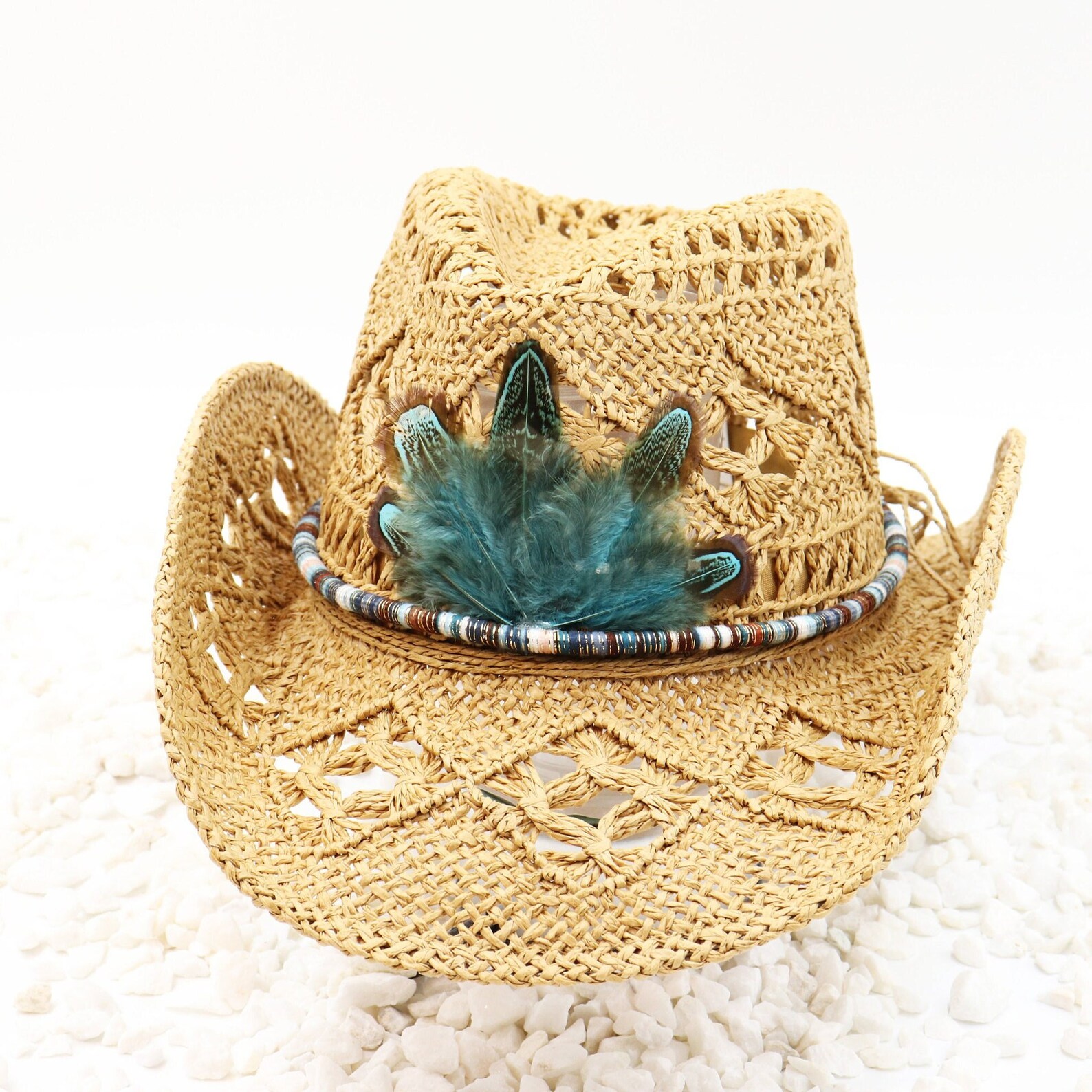 Cowboy Hat Urban Cowboy Feather Themed Turquoise Cowboy Hat - Etsy