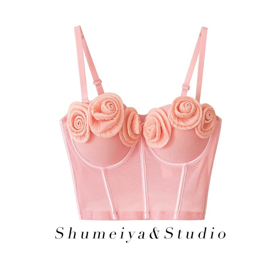 Elegant Floral Bustier Top With Built-in Bra - Feminine Chic Lace ...
