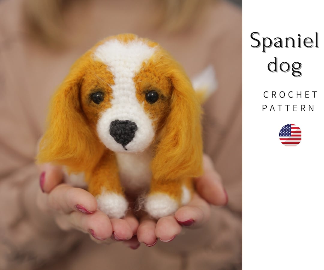 Spaniel Puppy Crochet Dog Pattern, Cavalier King Spaniel Amigurumi Dog ...