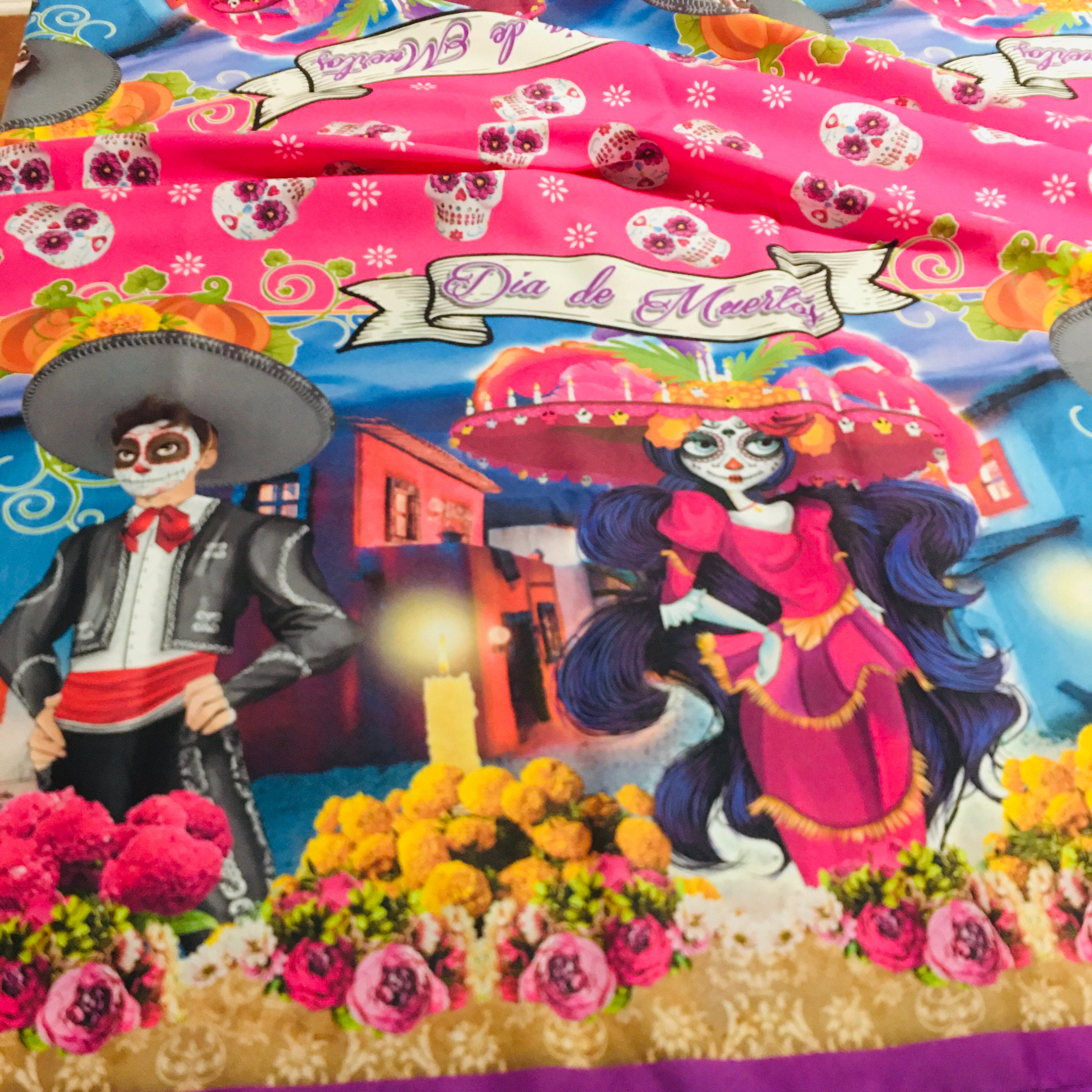 My Xolal Día De Muertos, Ofrenda, Skull Tablecloth, Day of the Dead ...