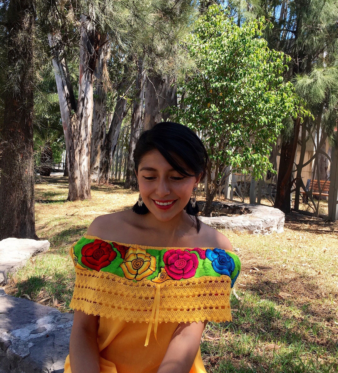 Flowered Blouse Mexican Top Fiesta Mexicana Party Blusas Mexicanas - Etsy