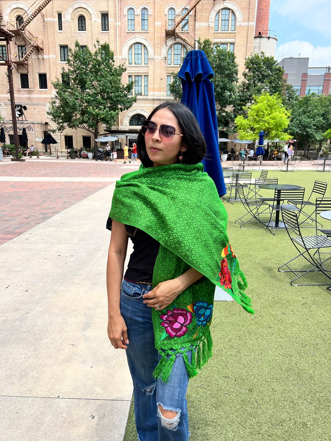Mexican Rebozo Beautiful Shawl Wraps With Flowered Embroidery - Etsy
