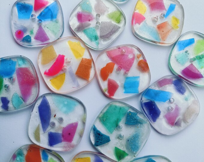 Large Sweet Shard Square Resin Buttons Set of 3 30mm X 4mm - Etsy