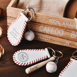 Personalized Leather Baseball Keychain, Groomsmen Mini Baseball ...