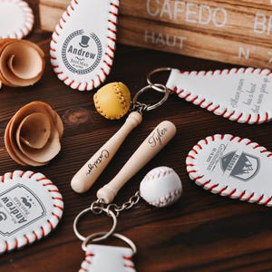 Personalized Leather Baseball Keychain, Groomsmen Mini Baseball ...
