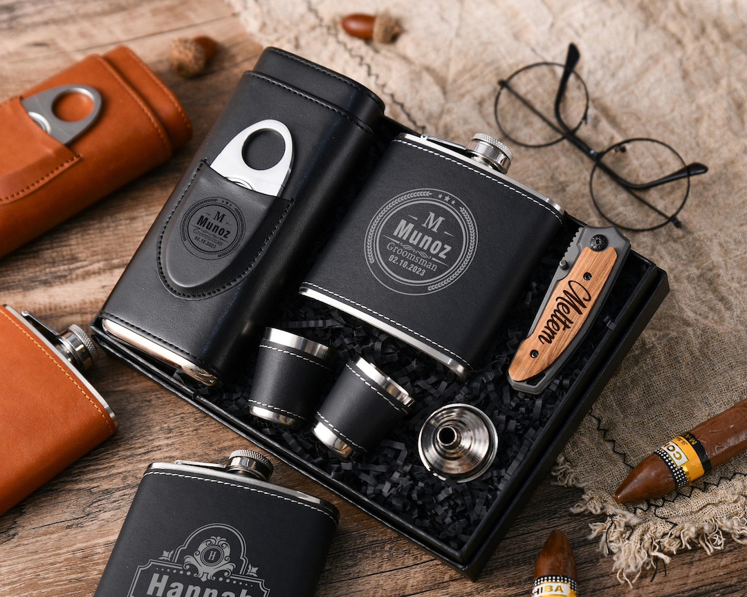 Personalized Engraved Cigar Box Gift Set, Ideal Groomsmen Gift, Perfect ...