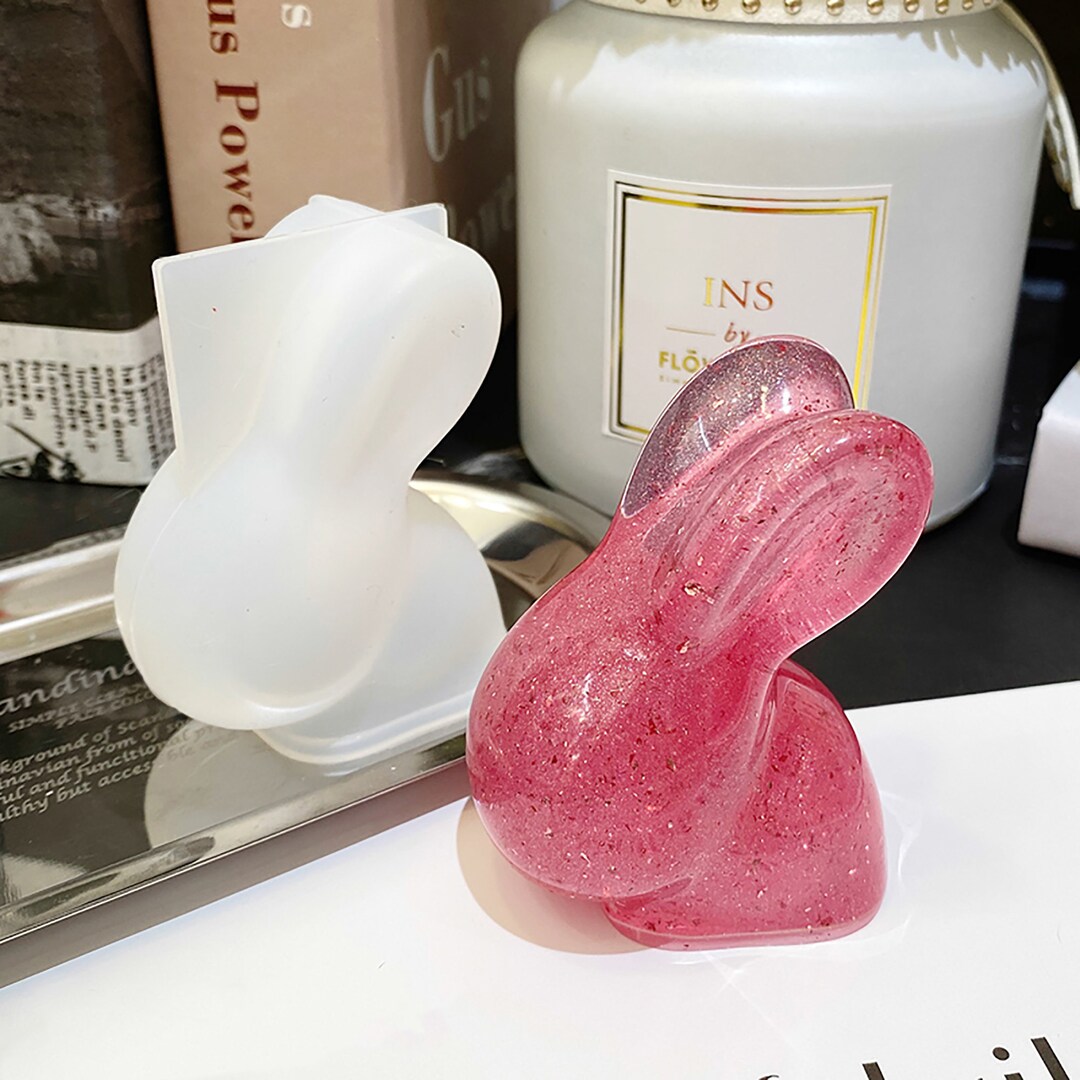 Long Ear Rabbit Resin Mold, 3D Bunny Rabbit Silicone Mold, DIY Desktop ...