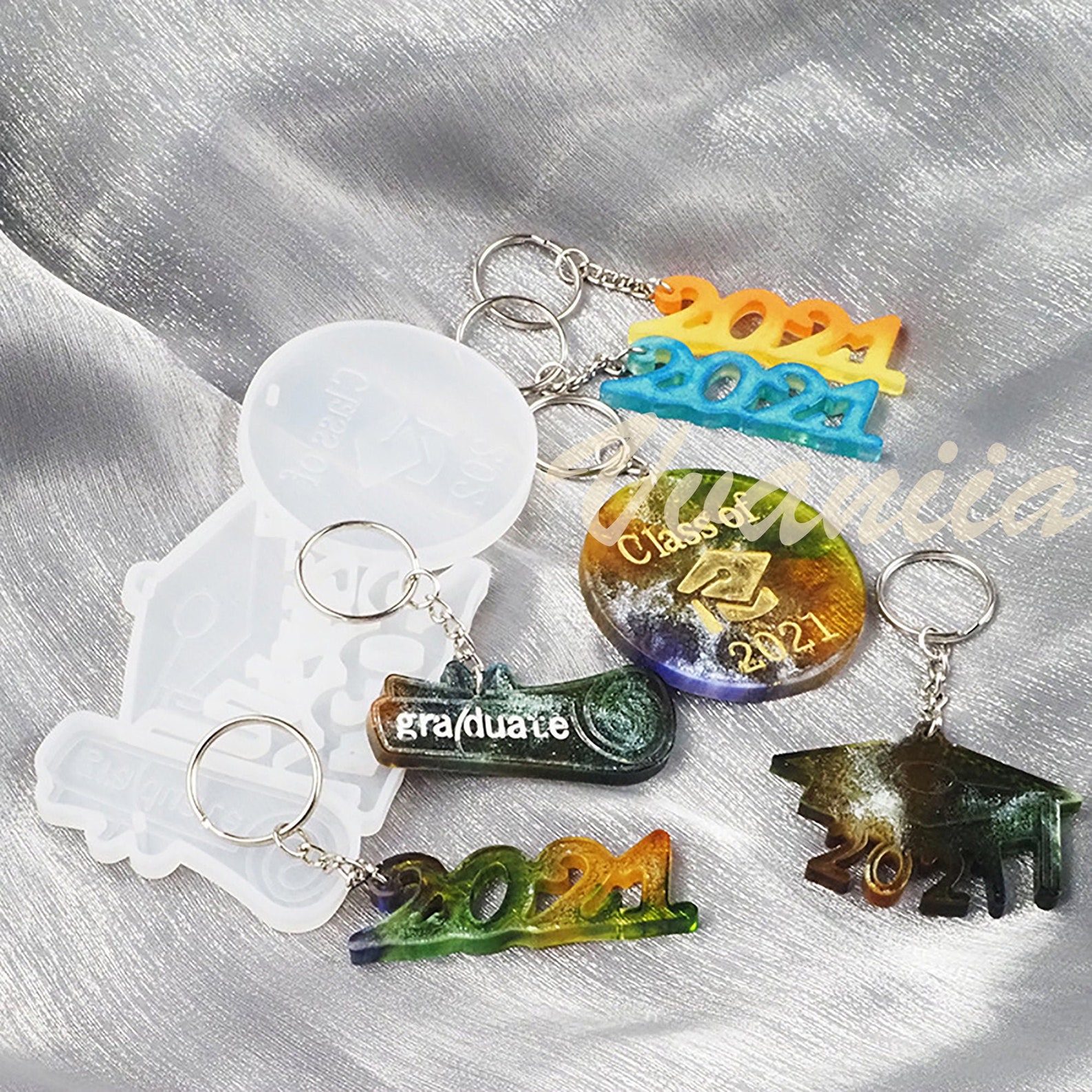 2021 Keychains Mold Graduation Keychain Resin Mold Keychain | Etsy