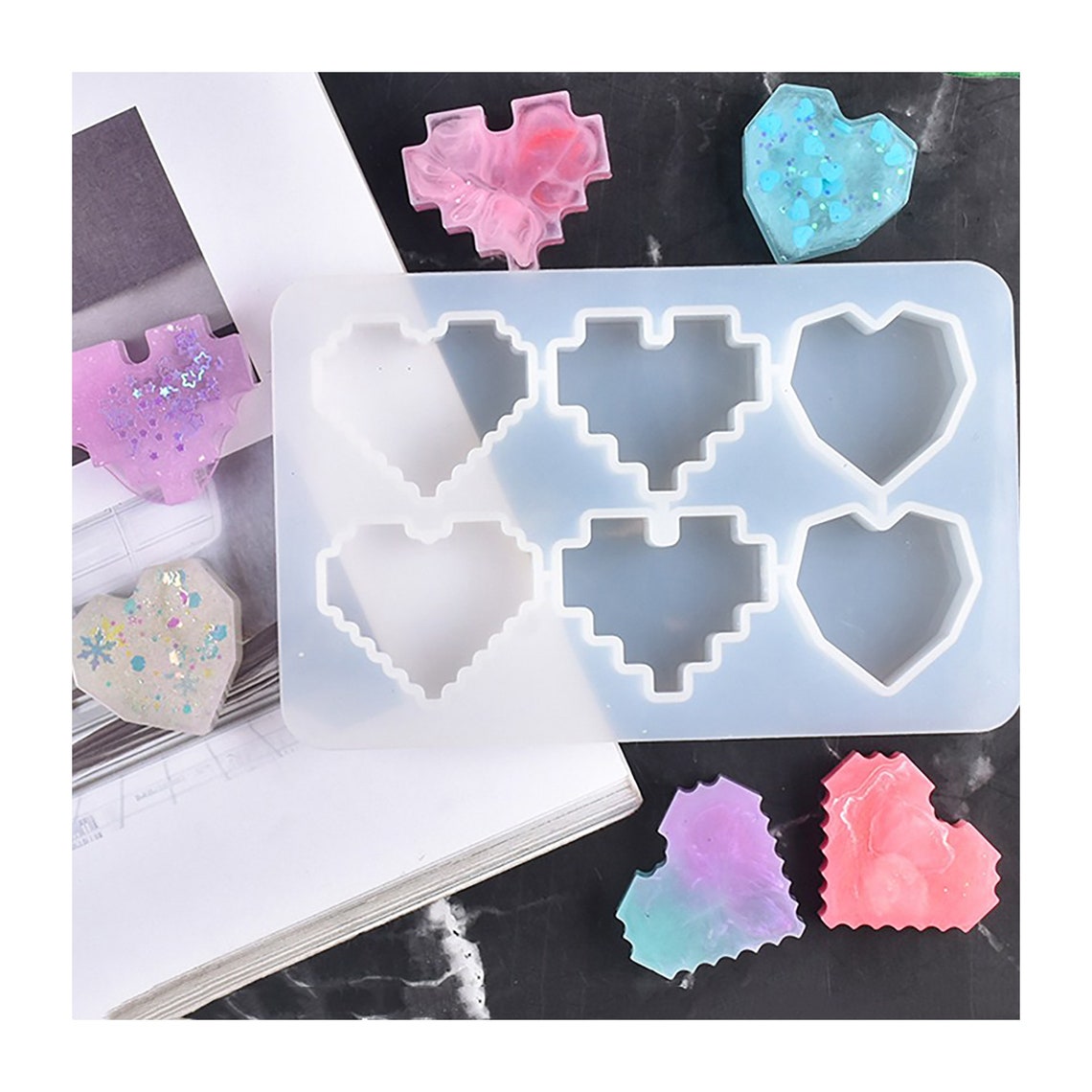 3D Geometric Heart Resin Mold 3D Resin Mold Heart Shape | Etsy