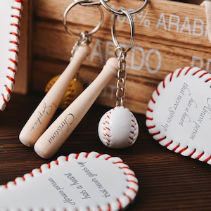 Personalized Leather Baseball Keychain, Groomsmen Mini Baseball ...