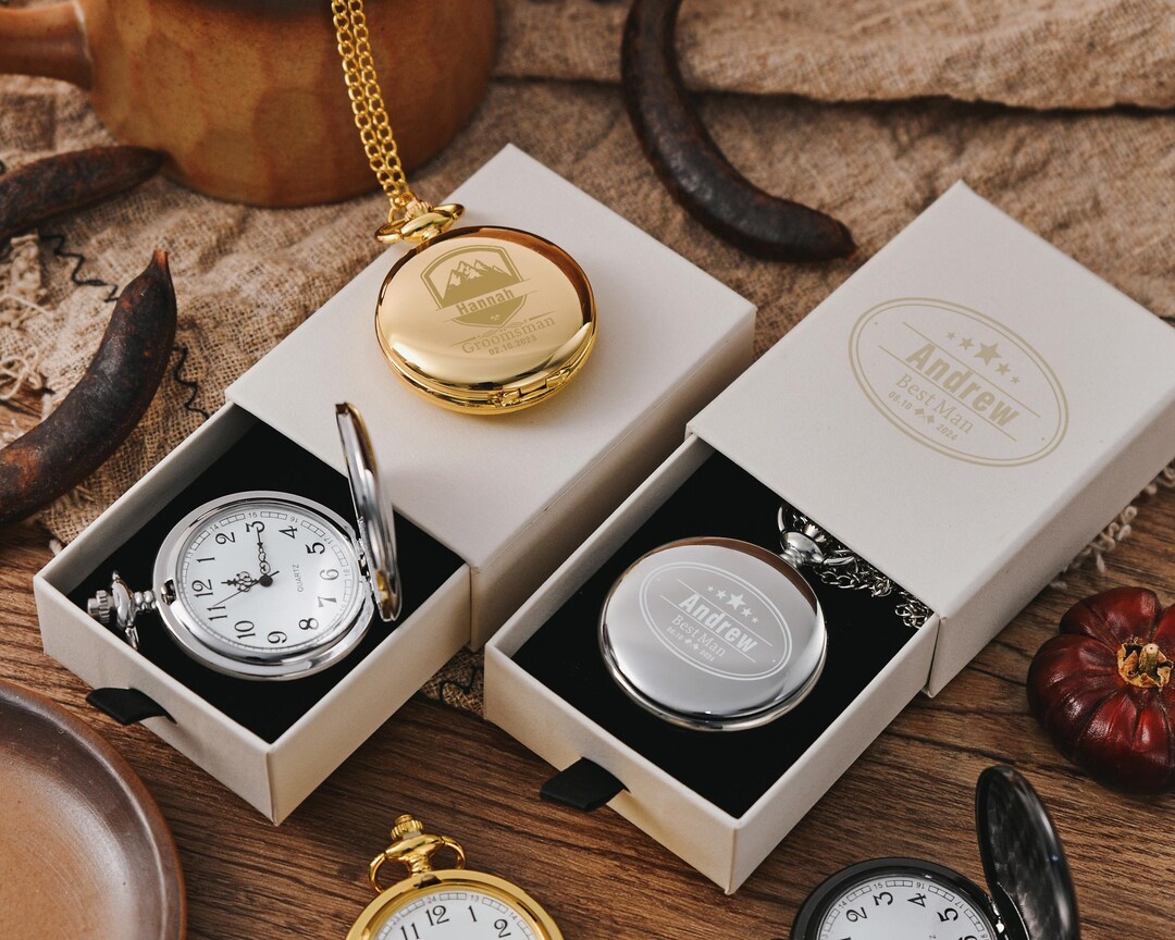 Customized Groomsmen Pocket Watch, Name Engraved Wedding Party Gift ...