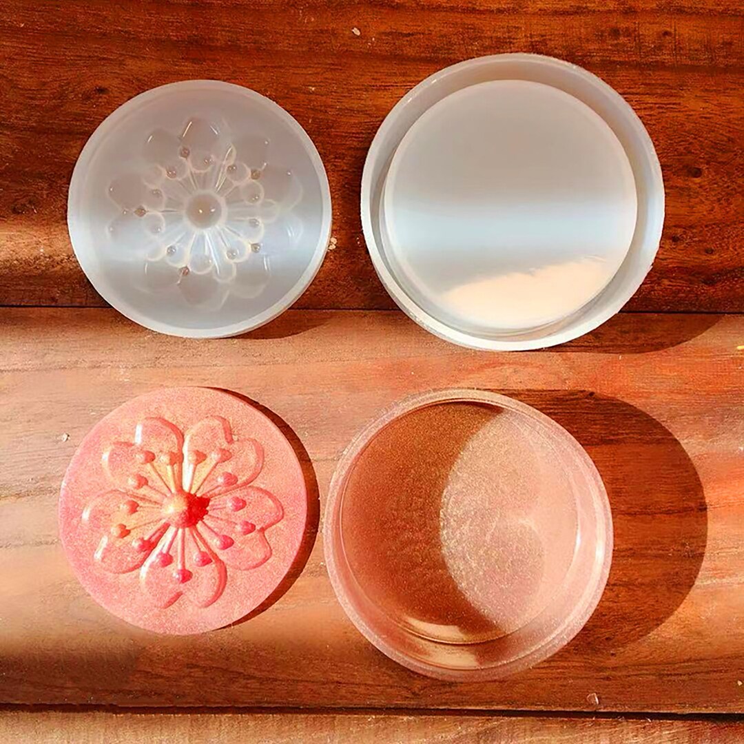 Round Storage Box Resin Mold, Silicone Jewelry Box Mold With Flower ...