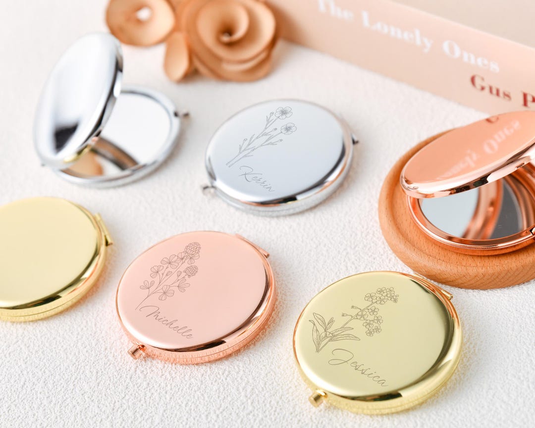 Engraved Pocket Mirror, Unique Bridesmaid Gift, Exquisite Wedding Gift ...