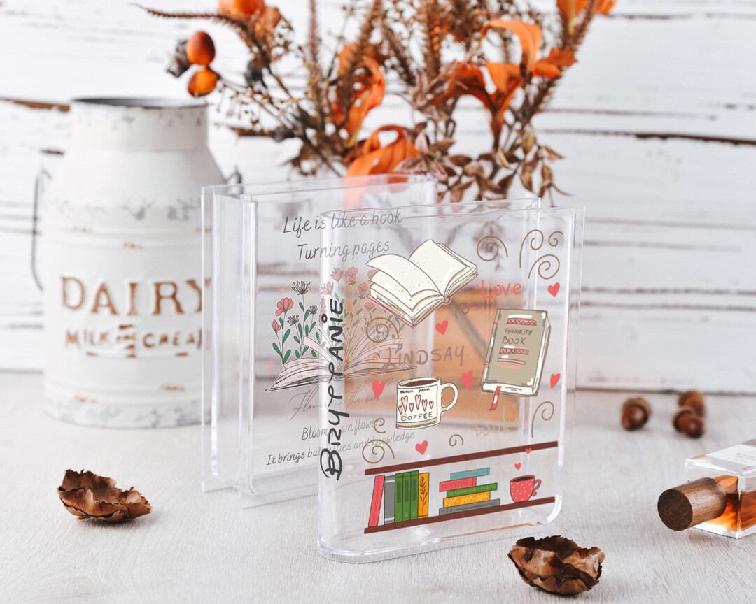 Personalized Acrylic Book-shaped Vase. It is a Gift for Book Lovers and ...