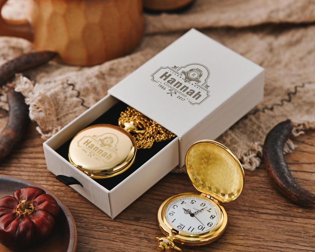 Customized Groomsmen Pocket Watch, Name Engraved Wedding Party Gift ...