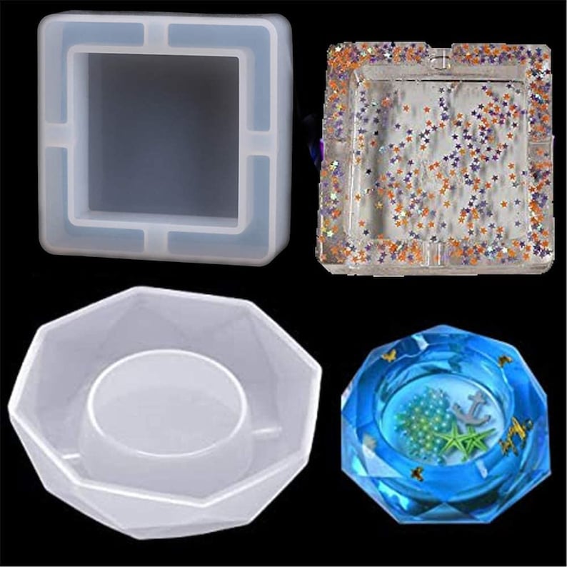 Two Styles Ashtray Silicone Mold Square Ashtray Resin Mold - Etsy