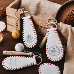 Personalized Leather Baseball Keychain, Groomsmen Mini Baseball ...