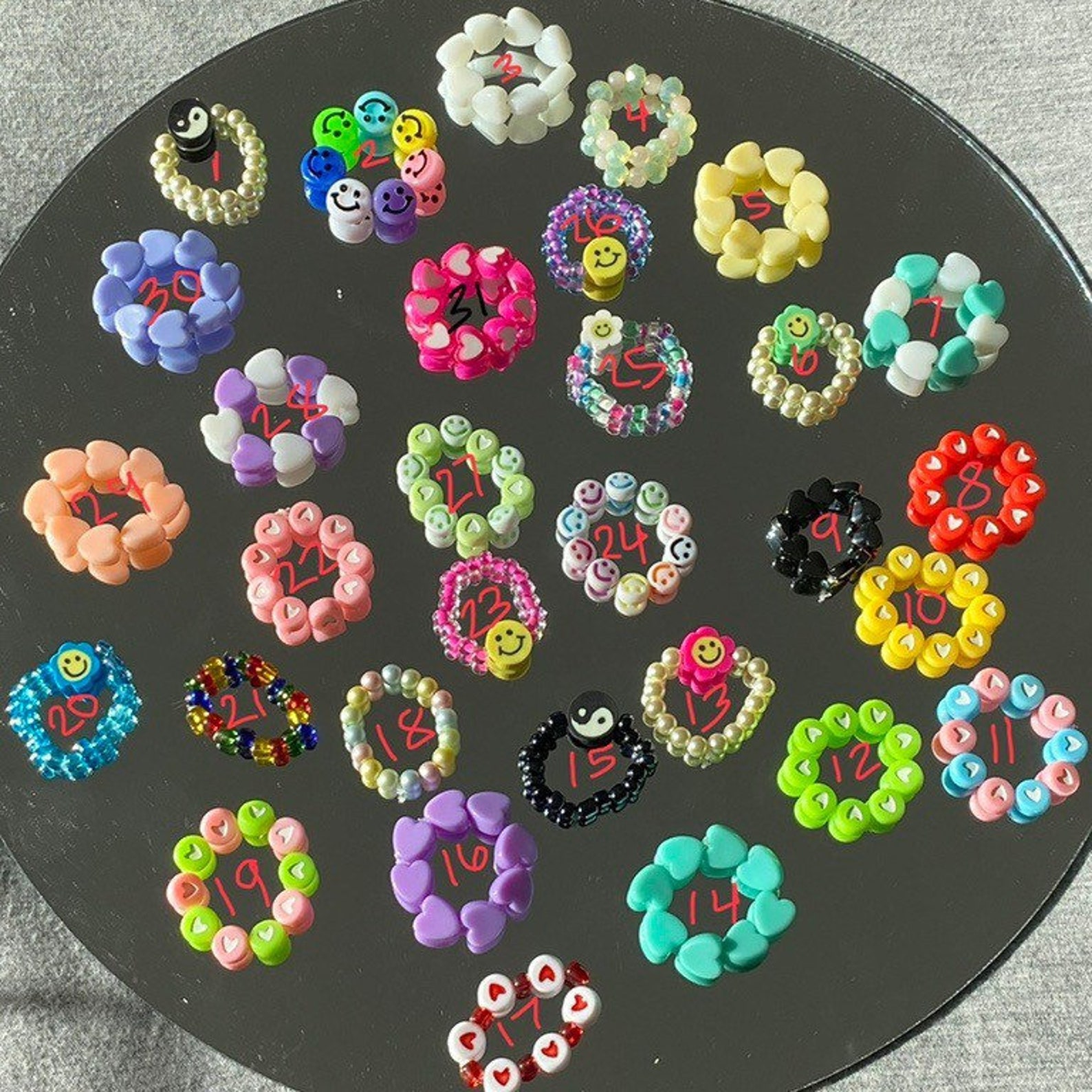 Handmade Y2k Beaded Rings - Etsy