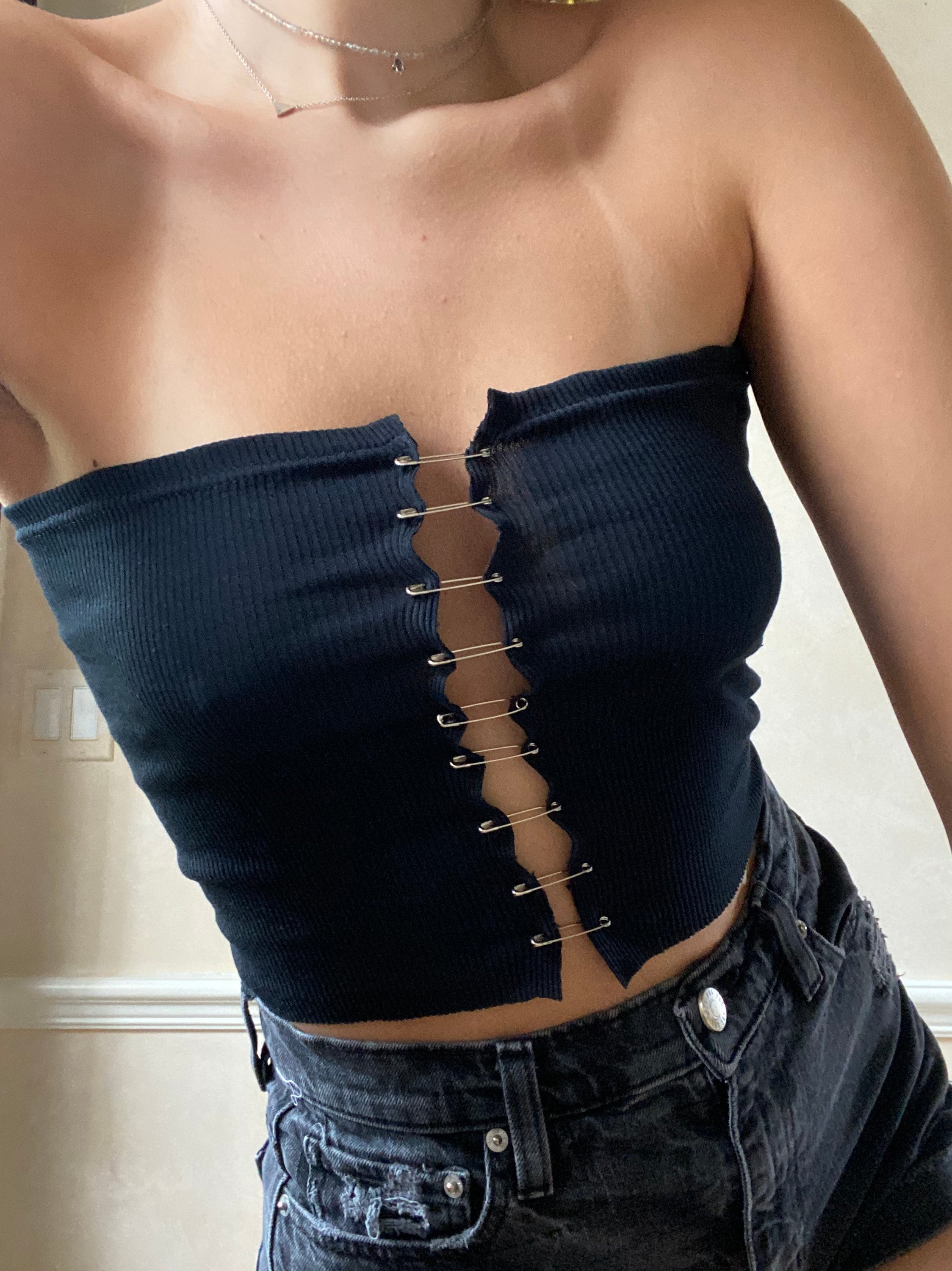 Reworked Safety Pin Tube Top Etsy Canada