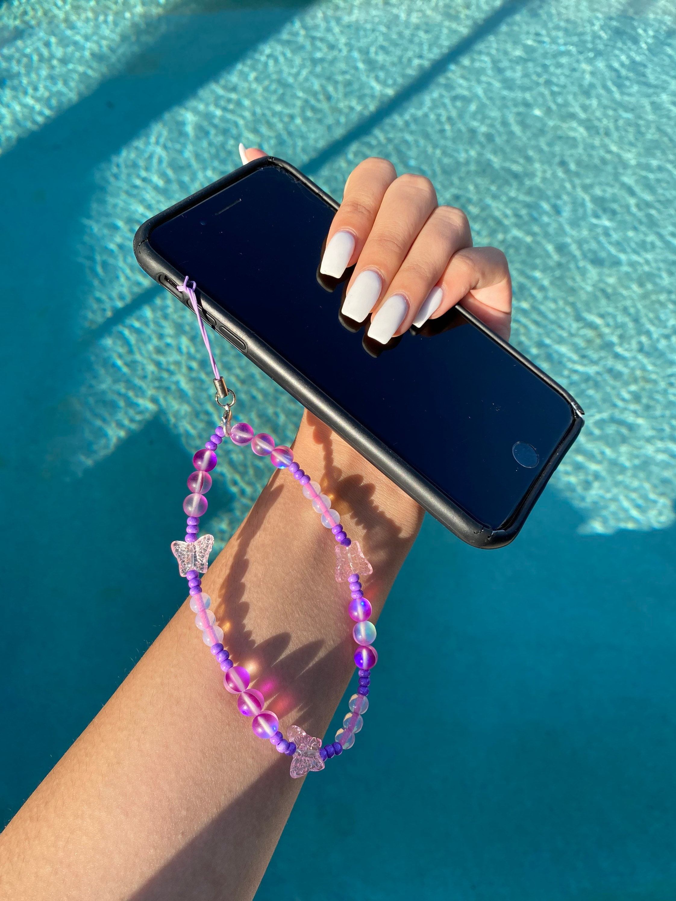 Handmade pearl beaded phone strap charm | Etsy