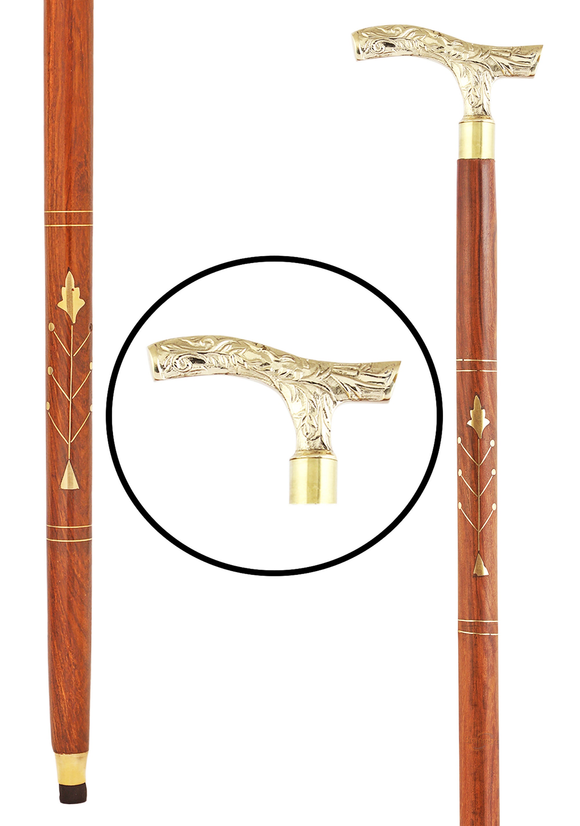 Premium Deluxe Wooden Walking Cane With Solid Beautiful Brass - Etsy