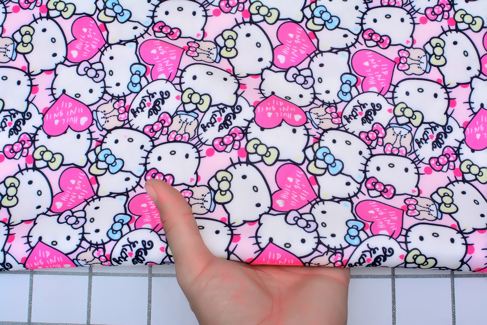 Pink Hello Kitty Polyester Fabric Cute Hello Kitty Fabric | Etsy