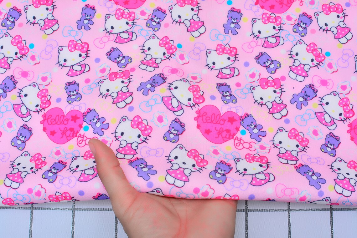 Pink Hello Kitty Polyester Fabric Kitty Cat Pink Fabric Mask | Etsy