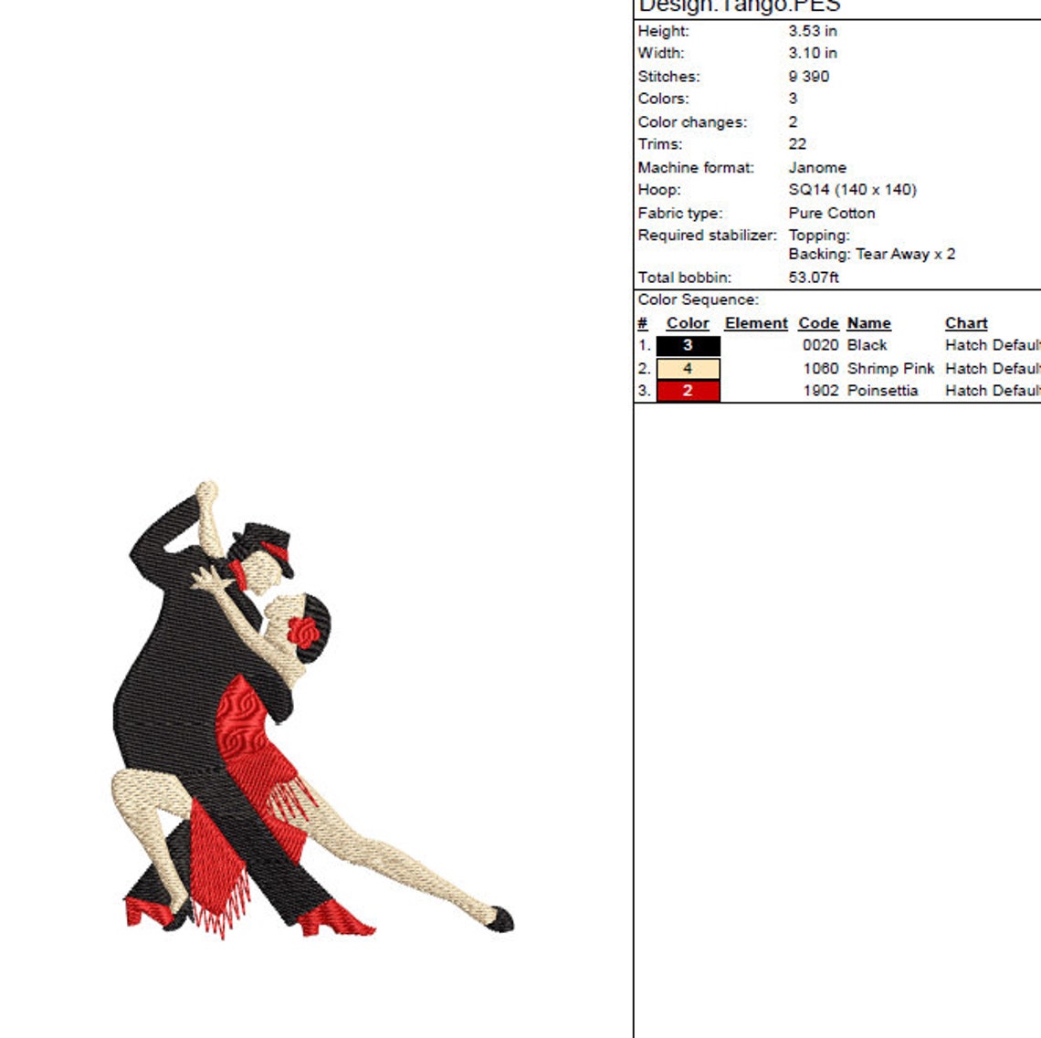 Tango Dance Couple Embroidery Design | Etsy