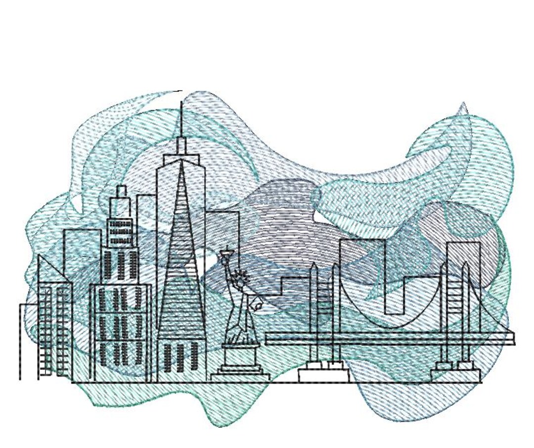 New York Skyline - Machine Embroidery Design - Etsy