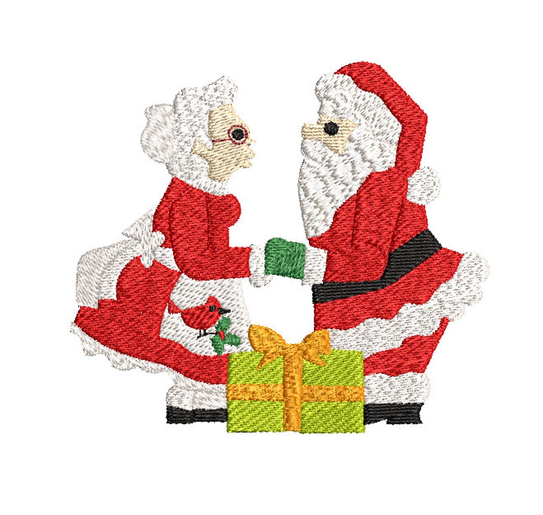It's Christmas - Mr & Mrs Claus 4x4 Machine Embroidery Design - Etsy
