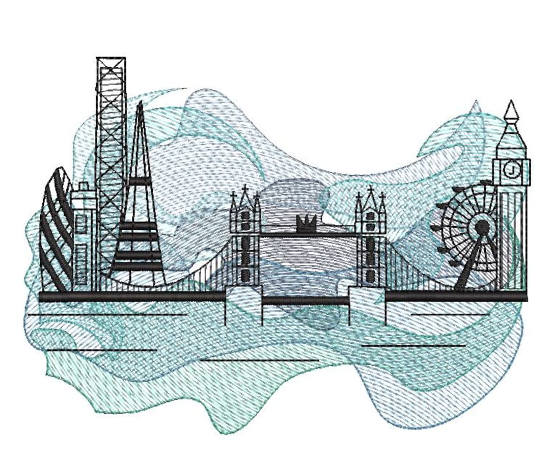 London Skyline - Machine Embroidery Design - Etsy
