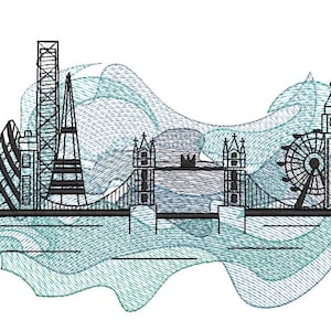London Skyline - Machine Embroidery Design - Etsy