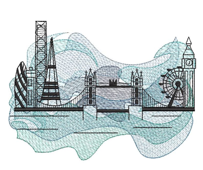London Skyline - Machine Embroidery Design - Etsy