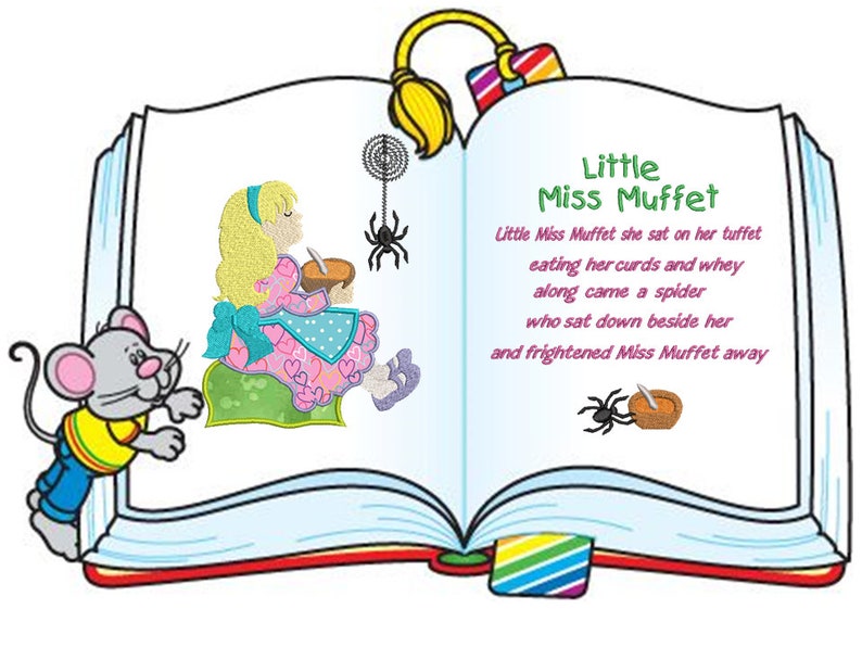 Nursery Rhymes Book Pages – Little Miss Muffet - Etsy