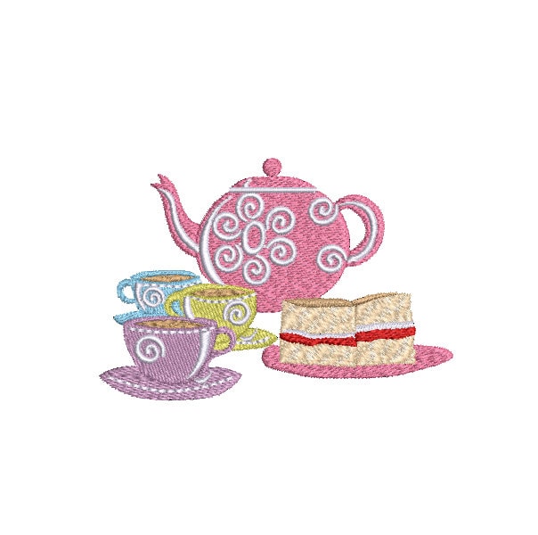 Afternoon Tea Set of 6 - 4x4 Machine Embroidery Designs - Etsy