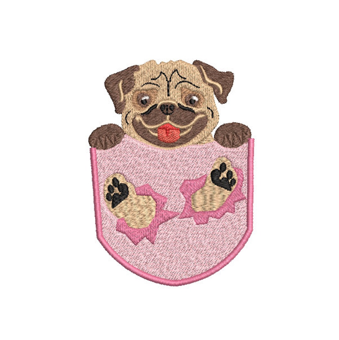 Pets in Your Pocket Pug Machine Embroidery Design - Etsy