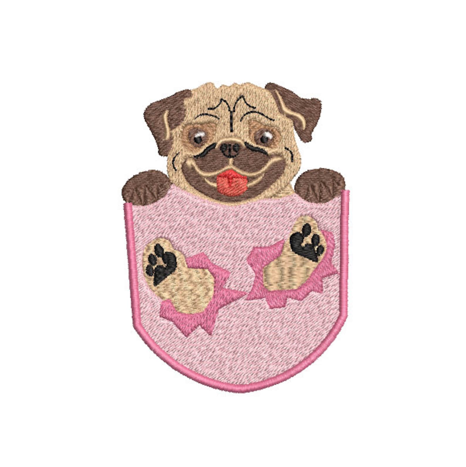 Pets in Your Pocket Pug Machine Embroidery Design - Etsy