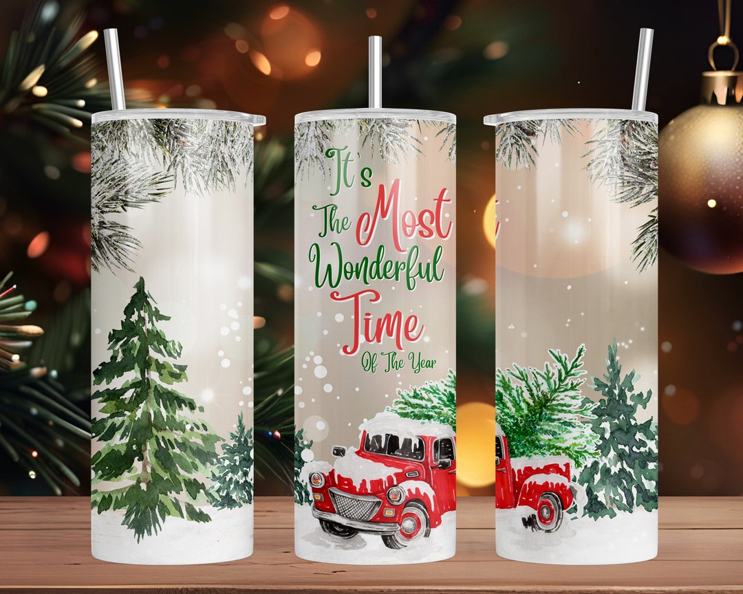 Christmas Cup Frosted Glass Look Its the Most Wonderful Time of the ...