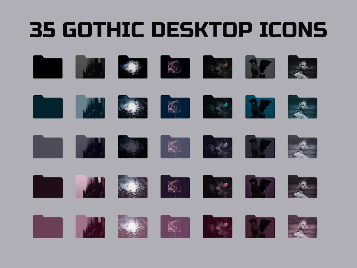 35 Gothic Dark Desktop Folder Icons Mac Macos PC Windows | Etsy