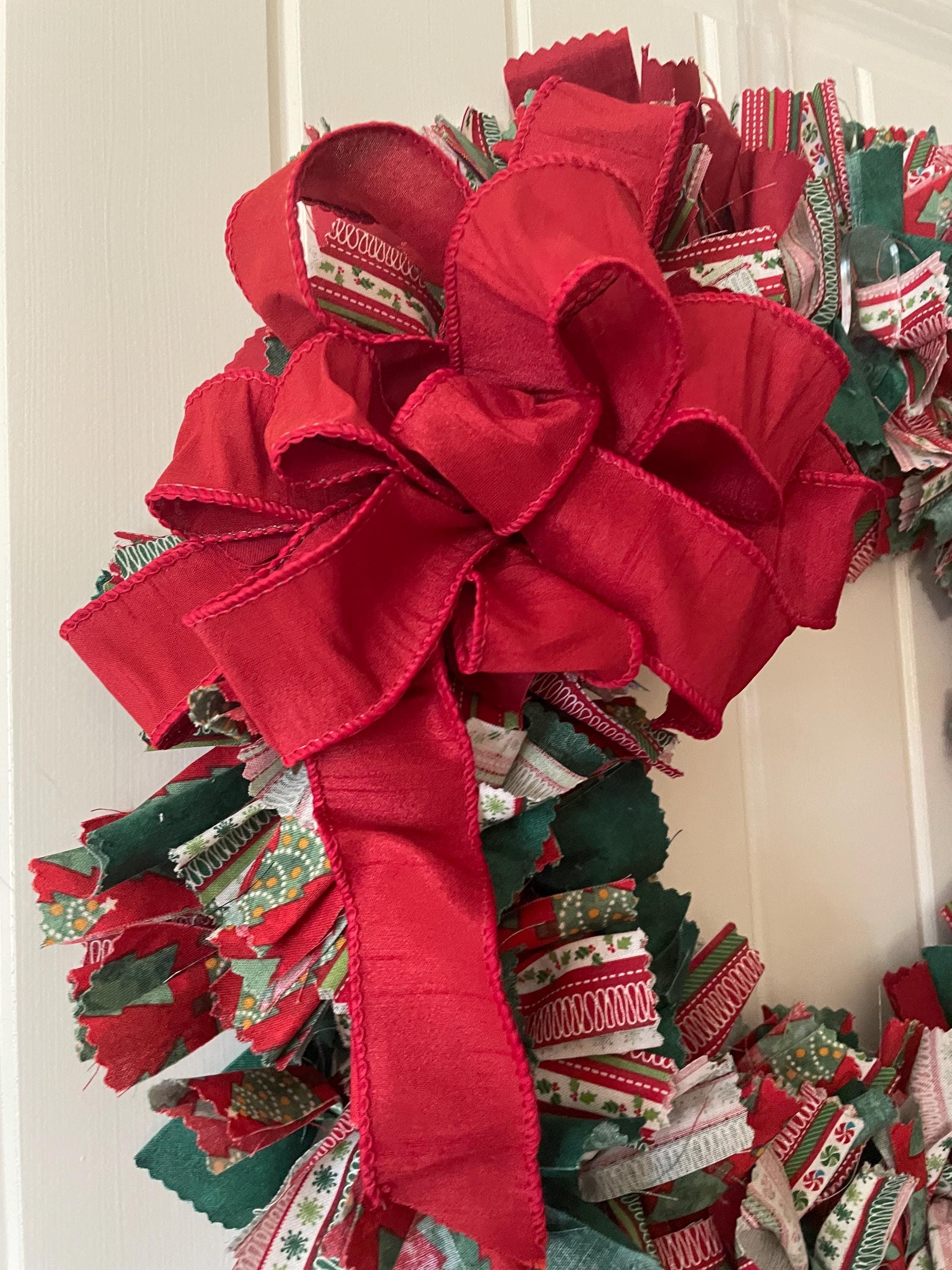 Red & Green Holiday Rag Wreath - Etsy