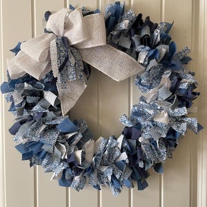 Denim and Snowflakes Rag Wreath - Etsy