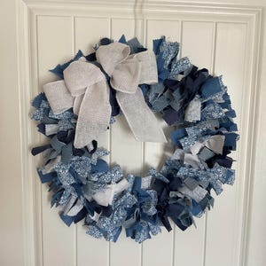 Denim and Snowflakes Rag Wreath - Etsy