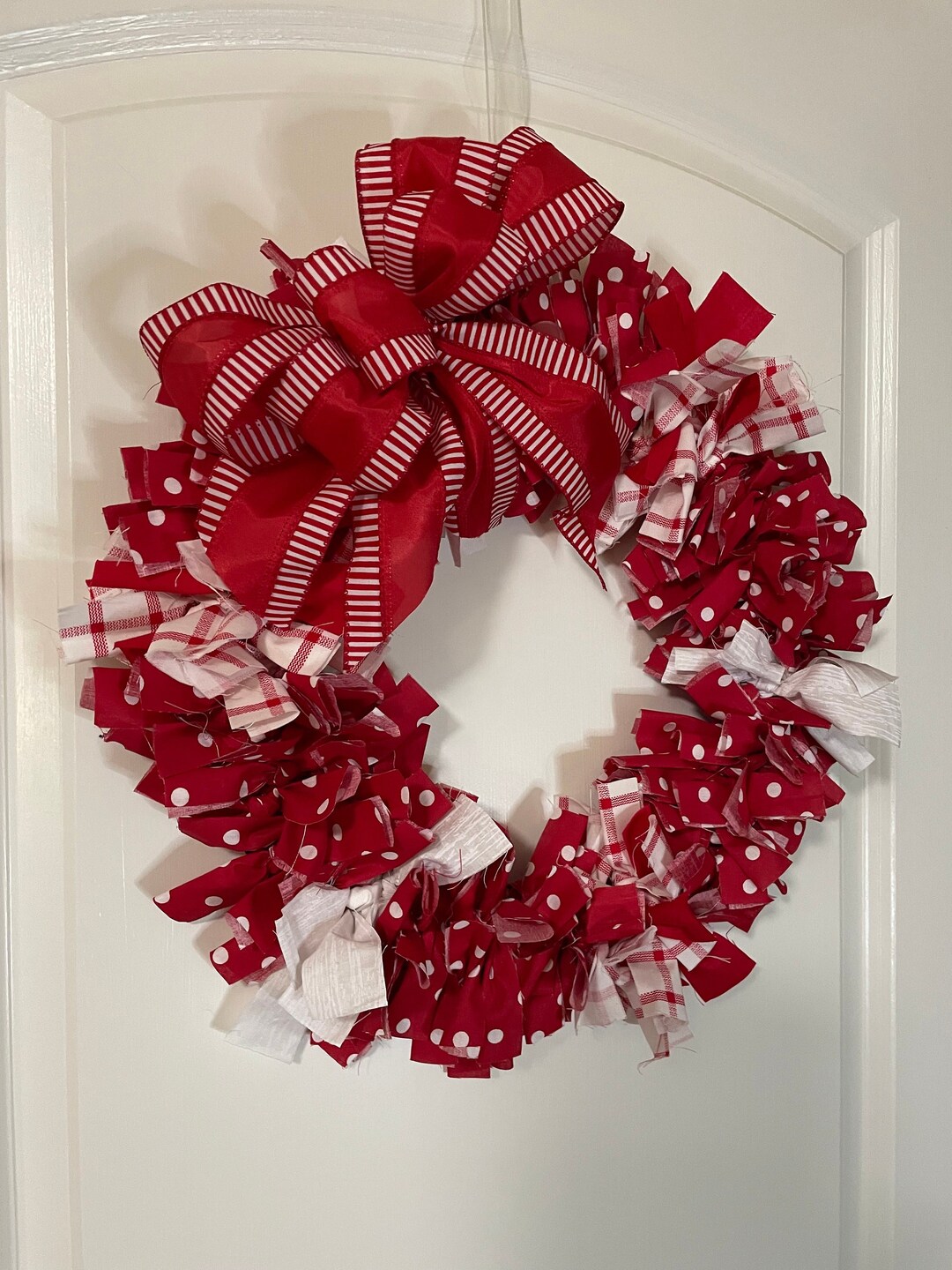 Red Polka Dot Rag Wreath - Etsy